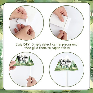 24 Set Adventure Baby Shower Centerpiece Sticks Let the Adventure Begin Baby Shower Decorations Adventure Table Decorations for Woodland Forest Mountain Adventure Baby Shower Party Supplies