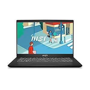 MSI Modern 14 14" Laptop: Intel Core i5-1155G7, Intel Iris Xe, 8GB DDR4, 512GB NVMe SSD, 180-Degree Lay-Flat, USB Type-C, MicroSD Card Reader, Win 11 Pro: Classic Black C11M-065US