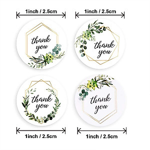 1" Thank You Stickers Roll, 4 Design Adhesive Label Stickers for Gifts Bags Envelopes Bubble Mailers Boxes Small Business Stickers (500pcs/ Roll)