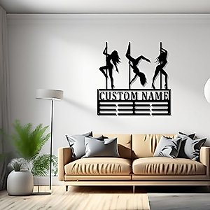 Custom Pole Dancing Medal Holder Light, Personalized Pole Dancer Name Medal Hanger, Pole Dancing Medal Display Awards Sign, Pole Dancer