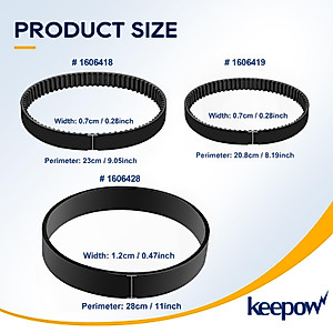 KEEPOW Replacement Belt Set Compatible with Bissell ProHeat 2X Revolution Models 1548 1550 1551 35799 Compare to Parts #1606418 & 1606419 & 1606428 6 Pack