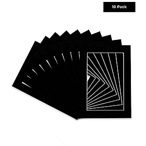 Pack of Ten Acid Free 16x20 Mats Bevel Cut for 13x15 Photos - Black Suede Precut Matboards With Backing Boards and Self Seal Photo Mat Bags For Pictures, Photos, Framing - 4-ply Thickness