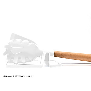 Silicone Spoon holder for Stove Top with Drip Pad Heat Resistant, BPA Free Utensil Rest & Spoon Rest for Kitchen Counter - Grill Utensil Holder for Spatulas, Tongs, Ladles (white)