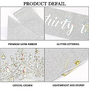 "Talk Thirty to me" Sashes & Tiaras Set 30th Birthday Crowns for Women Birthday Gifts for Girls Birthday Sash for Women Birthday Decorations Set Rhinestone Accessories for Birthday Party Supplies