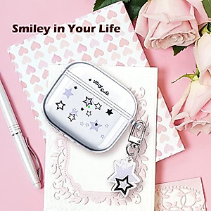 AirPod Pro 2 Case with Star Keychain, Cute Charms Star Pattern Design Clear Soft Protective Cover for AirPods Pro 2nd Generation 2022 Case