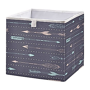 Kigai Colorful Arrow Pattern Cube Storage Bin, 11x11x11 in Collapsible Fabric Storage Cubes Organizer Portable Storage Baskets for Shelves, Closets, Laundry, Nursery, Home Decor