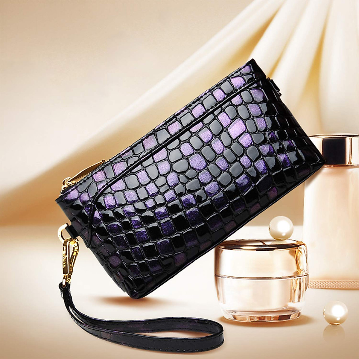 FEIMINA Leather Wristlet Clutch Wallet Purses Small Crossbody Bags for Women, Leather and Adjustable Strap Christmas Gifts for Girls