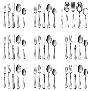 Mikasa French Countryside 45-Piece Stainless Steel Flatware Set with Serveware, Service for 8