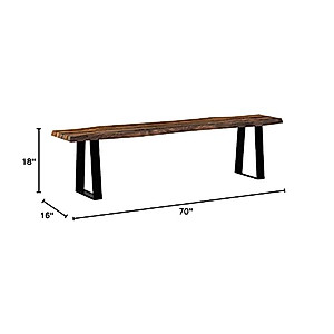 Jamestown Live Edge Dining Bench Grey and Black