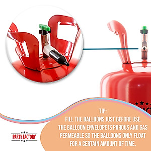 Party Factory Helium Tank for up to 30 Balloons incl. Latex Balloons, Helium Cylinder 7 cu. ft. Gas with filling quantity for Balloons, Ideal for Birthday Party, Wedding