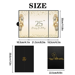 DARUNAXY Black Gold 25th Birthday Party Decorations, Happy 25th Birthday Alternative Signature Guest Book for Men Women Cheers to 25 Years Old Gifts 25 Birthday Signing Card Board Party Supplies