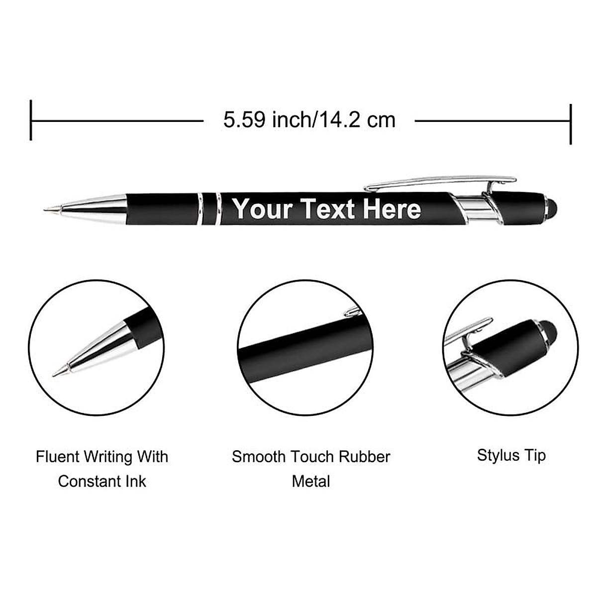 Alistt Up to 300 Personalized Custom Pens with Name in Bulk Customized Pens with Free Engraving Stylus for Women Men Birthdays Graduations Business Gifts