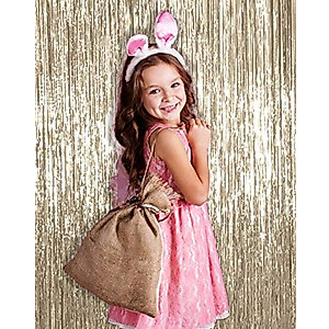 Metallic Champagne Tinsel Foil Fringe Curtain 3 x 8 Ft Pack of 2 Photo Booth Backdrop Bridal and Baby Shower Bachelorette Graduation Birthday Unicorn Christmas Wedding Halloween Party Decorations