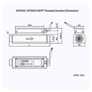 Ultrasonic Flow Meter MF2000 Series Flow Meter Flowmeters MF2025/MF2032/MF2050 Large Flow 2~400m³/H Digital Gas Mass Flowmeter Air Nitrogen Oxygen Argon Carbon Dioxide Sensor Transducer Accessories(Co