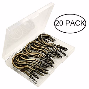 Chenzt 2" Antique Bronze Cup Hooks,Big Screw in Hooks,2 Inch Antique Brass Ceiling Hooks,Christmas Lights and Plant Hanger Hooks,Drapery Curtain Tieback Hooks,Indoor and Outdoor Hooks 20Pcs