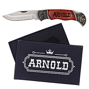 My Personal Memories, Customized Rosewood Handle Pocket Folding Knife with Engraving - Wedding Groomsmen - Personalized Monogrammed and Engraved (Custom Personalized 2 Lines)