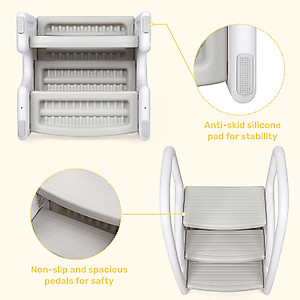 Toddler Step Stool for Bathroom Sink Kitchen Counter, Plastic Kids 3 Step Stool with Handles Sides for Toilet Potty Training, Lightweight Non-Slip, Stepping Standing Stool Helper