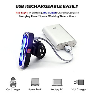 Bike Tail Light Powerful 110 Lumens - Waterproof & Rechargeable USB-C, Quick Release Mounts with 5 Red/Blue Modes for Night Riding, DON PEREGRINO B2 Rear Bike Light