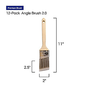 Pro Grade - Paint Brushes - 12Ea 2" Angle Brushes