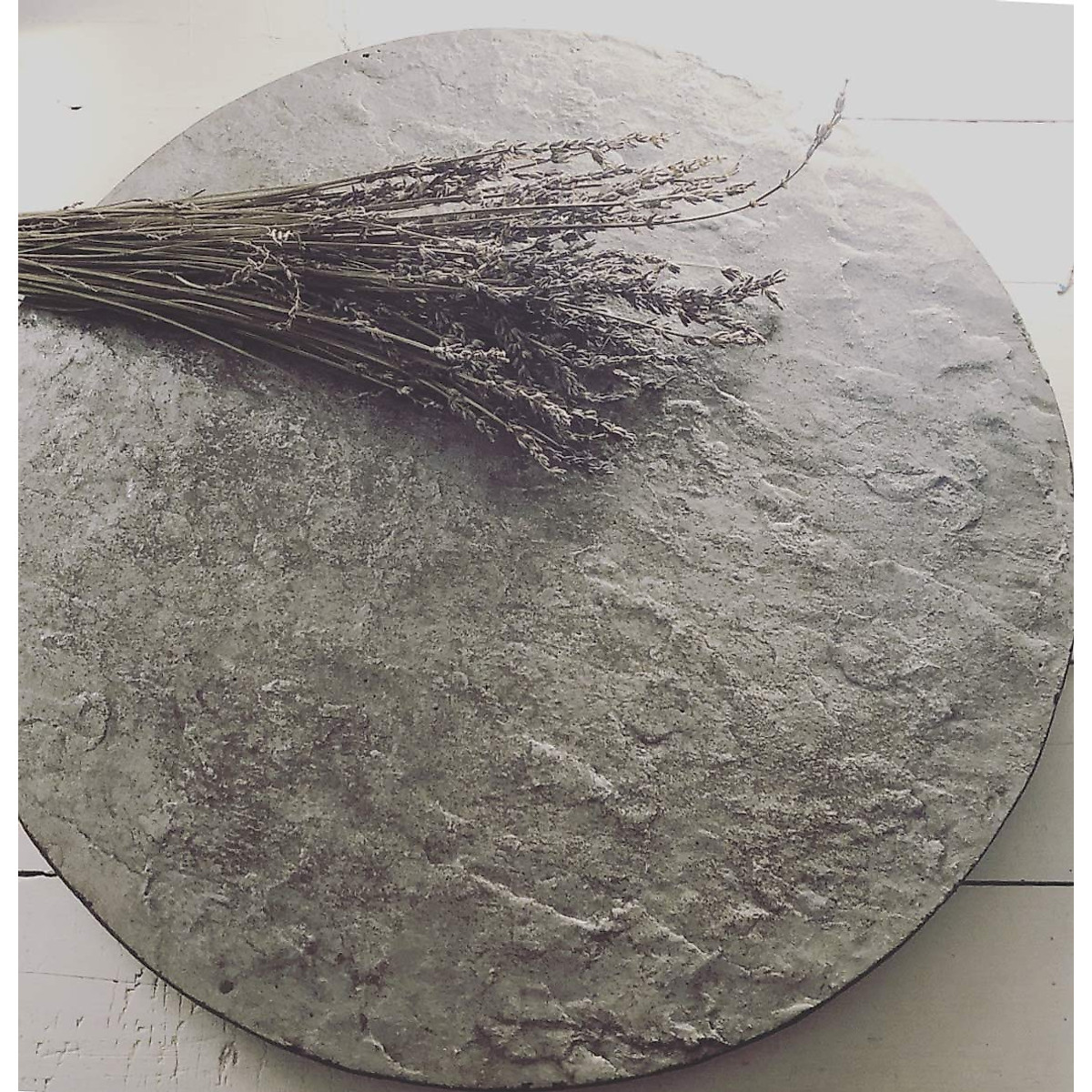 Concrete Lazy Susan Unique Slate Imprint Texture, Hand Crafted, Gray, Turntable, 360 Degree Swivel, Made in USA, 18" Textured Cement Lazy Susan, Home Decor by Concrete Resurrection