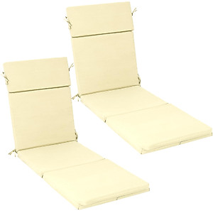 Preboun 2 Pieces Outdoor Chaise Lounge Cushion Furniture Patio Lounge Chair Replacement Cushion Outside Fabric Chair Cushions Sun Lounger Seat Cushion for Patio Lawn Summer Beach Pools(Cream White)