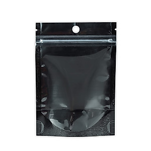 QQ Studio 100 Bags Resealable Aluimum Zipper Seal Food Storage Bags with Clear Window Stand Up Bottom Gusset Pouch for Snack Peanuts (4 Inch x 6 Inch, Black & Clear)