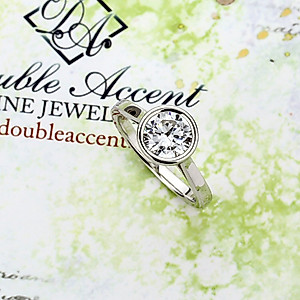 DoubleAccent Platinum Plated Sterling Silver Ring 2 CT Round CZ Stone Bezel Set Solitaire Wedding Engagement Ring (Size 5 to 9), 6