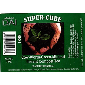Super Cube Organic Compost Tea, Soil Fertilizer, and Plant Growth Stimulate, Natural Cow Manure and Worm Castings, Indoor or Outdoor Gardening, 10.