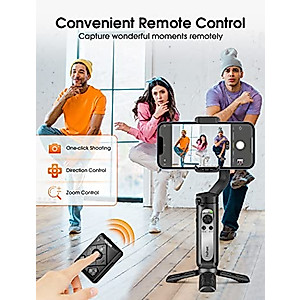 hohem iSteady X2 Gimbal Stabilizer for Smartphone, 3-Axis Phone Gimbal with Remote Control, Foldable and Portable Stabilizer for iPhone & Android, Phone Stabilizer for Video Recording YouTube TikTok