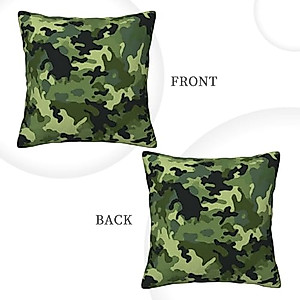 AdaNti Camo Green Print Corduroy Throw Pillow Covers Soft Square Throw Pillow Case Home Decorations for Bed Sofa Living Room 16"x16"