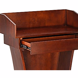 Adir Podium Stand Wood - Height 37.5" Pulpits for Churches, Reception Desk Lectern with Spacious Drawer for Hotels, Seminars, Weddings, and Classrooms (Mahogany)