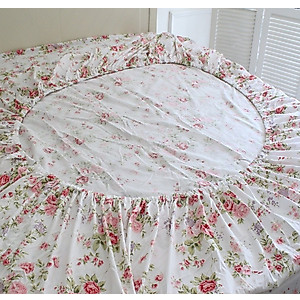 FADFAY 7Pcs Queen Size Premium Cotton Rose Floral Duvet Cover Sheets Set,1 Duvet Cover+1 Flat Sheet+1 Fitted Sheet+ 4 Shams