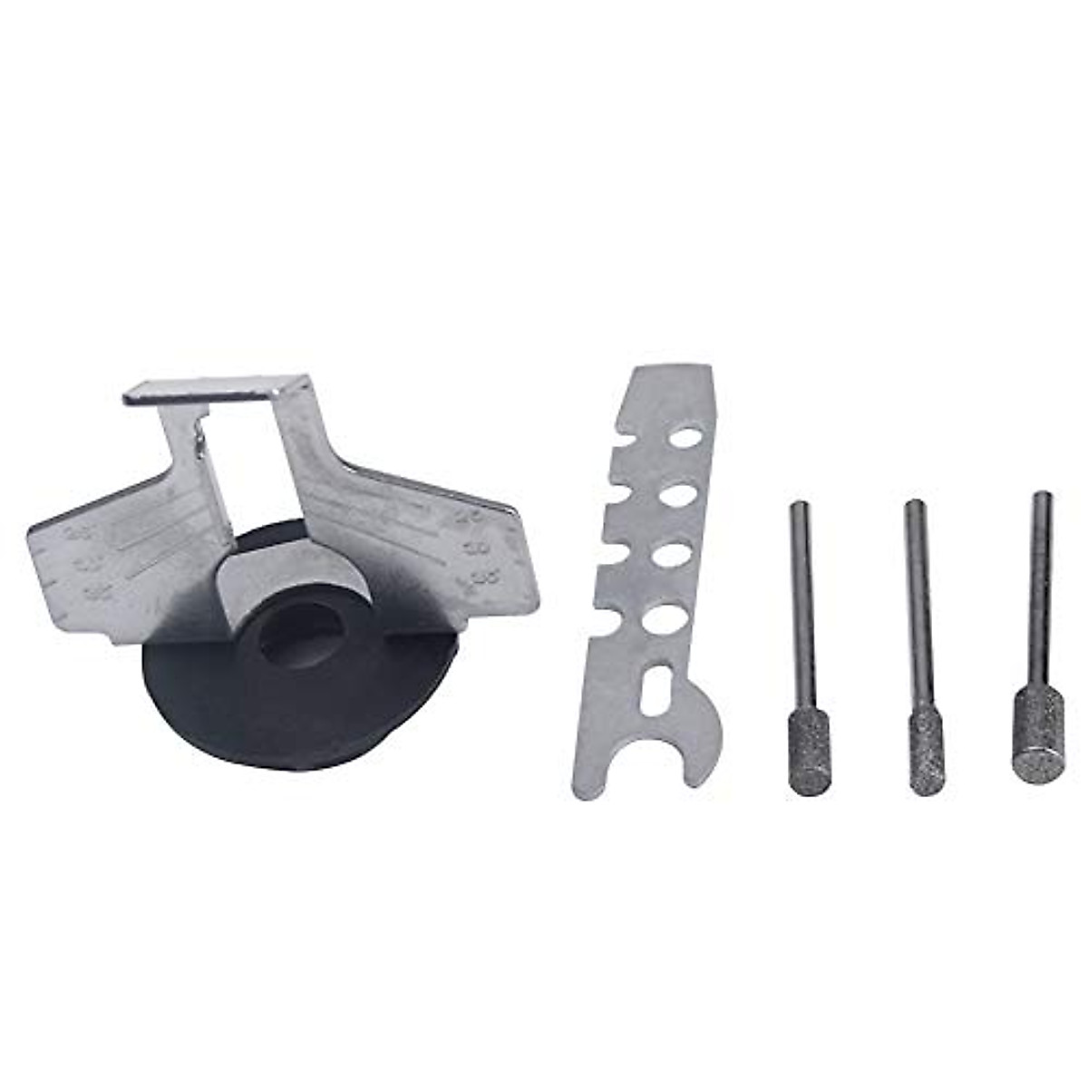 Xiaokeis Chainsaw Sharpening Attachment Kit, Chain Saw Blade Teeth Sharpener Set with Angle Guide and Diamond Burr Grinding Stone Files, Drill Power Rotary Tool Accessory Kit(5 Pcs)