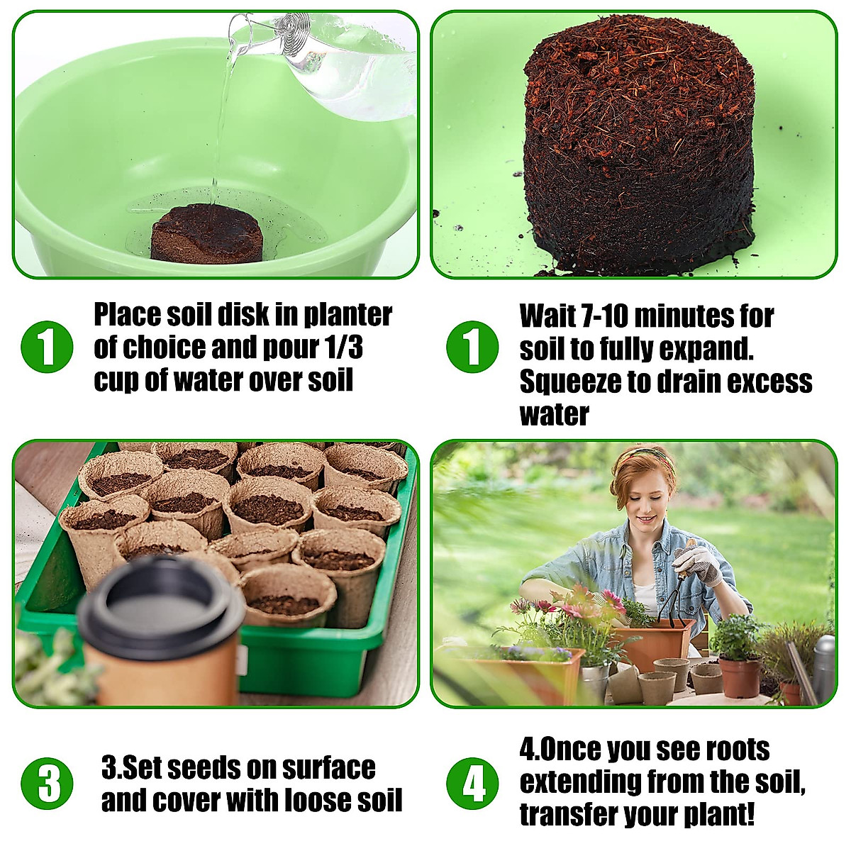 40 Packs 20mm 3 Inch Organic Coir Potting Soil for Planting Pellets Expanding Coir Fiber Compressed Soil Coconut Seed Starters Peat Pellet for Cactus Succulent Vegetable Cat Grass Bonsai