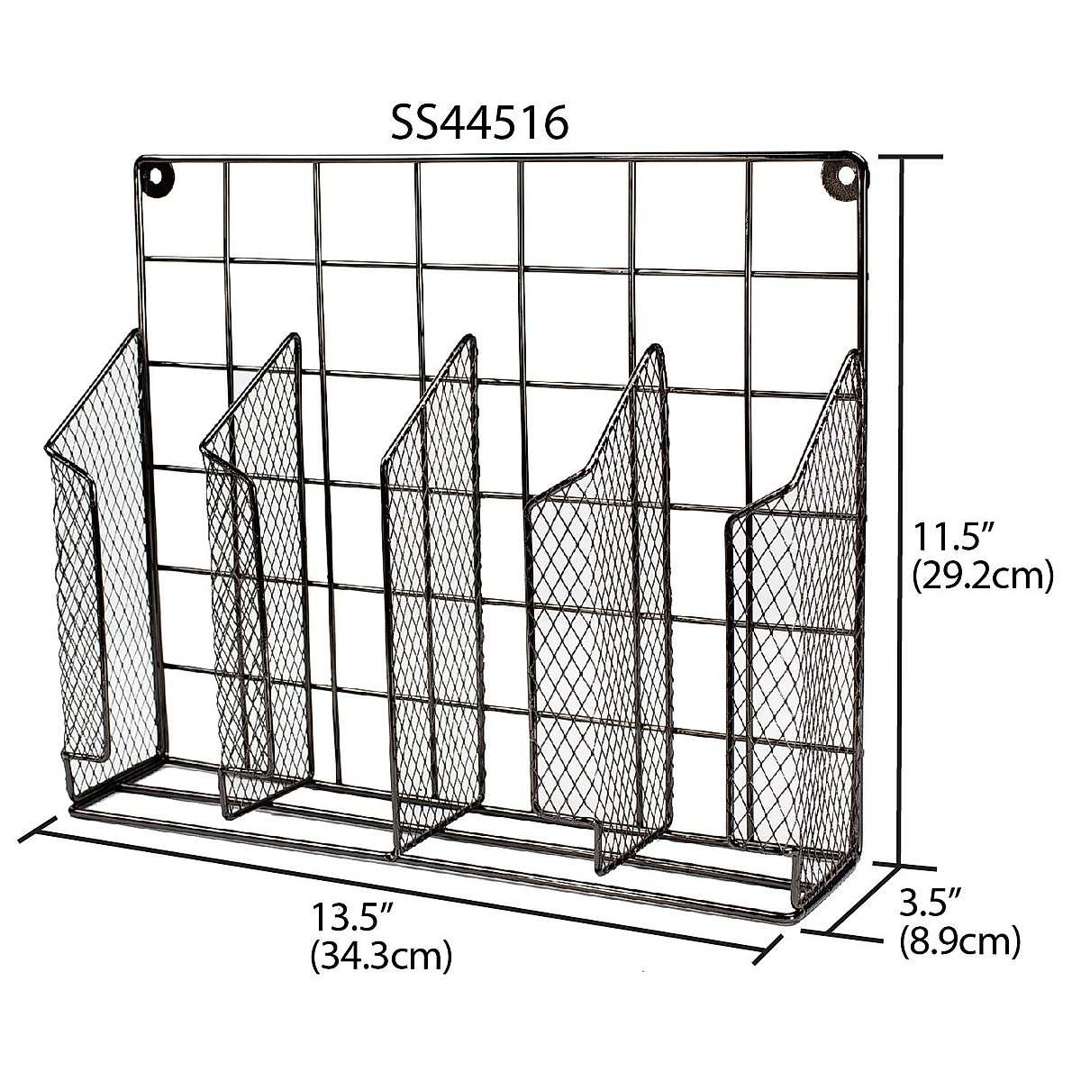 Home Basics Stainless Steel Rust Resistant Wrap Organizer, Perfect for Food Storage Bags, Silver Foil, Wax Paper, Sandwich Bags, Plastic Wrap- Mounts to Cabinet Door or Wall. Onyx/Black Finish