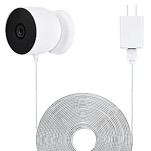 wochel Power Cable Compatible with Google Nest Cam Outdoor or Indoor, Battery, 25Ft/7.5m Flat Weatherproof Outdoor Charging Cable Continuously Power Your Nest Camera - White