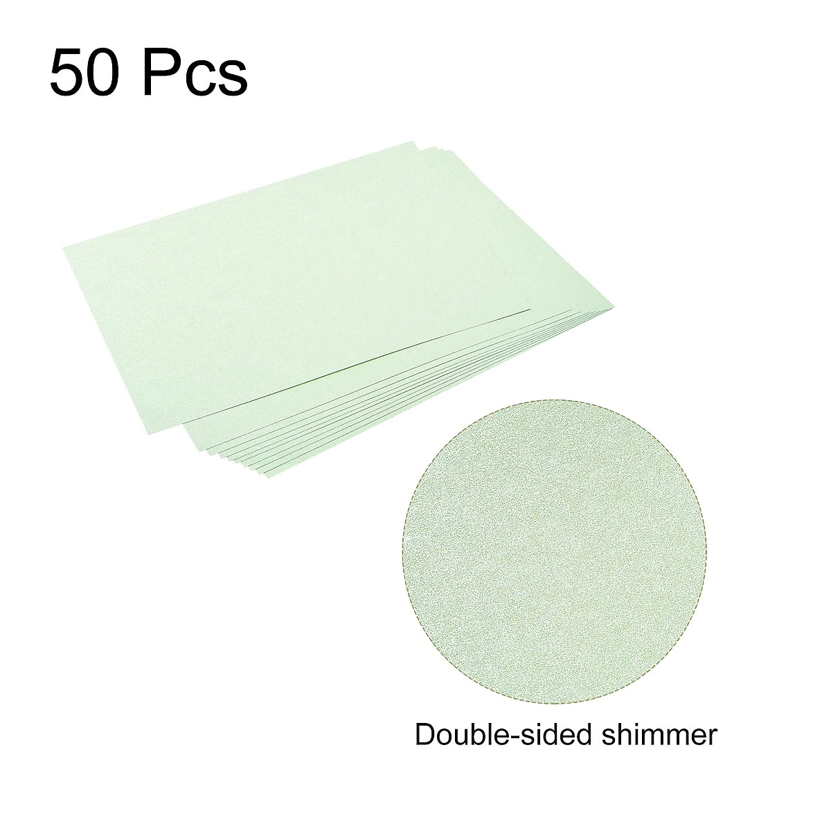 MECCANIXITY Shimmer Cardstock Paper 50 Sheets, Pearlescent Card Stock 8x11.5 Inch 92 Lb/250gsm, Craft, Scrapbook, Cover, Gift Wrapping, Wedding Invitation, Birthday Card, Light Green