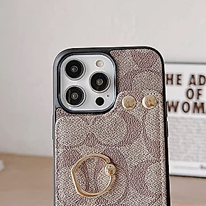 Luxury Wallet Case with Designed Leather and Card Holder, 360°Rotation Ring Kickstand, RFID Blocking Protective for Apple iPhone 13 Pro Max 6.7''（Black）