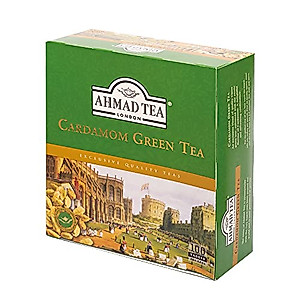 Ahmad Tea Green Tea, Cardamom Teabags, 100 ct (Pack of 1) - Caffeinated & Sugar-Free