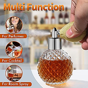 LINALL Perfume Bottle Vintage Atomizer Spray Bottle for Cocktail 100ml/3.4oz Empty Refillable Perfume Atomizer Glass Bottle Great for Perfume Home Decoration