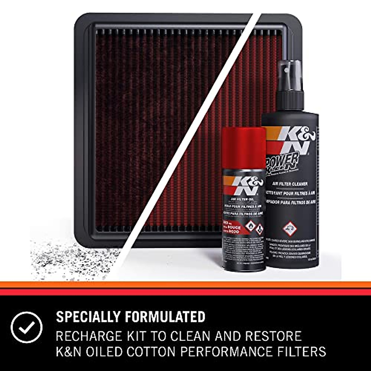 K&N Air Filter Cleaning Kit: Aerosol Filter Cleaner and Oil Kit; Restores Engine Air Filter Performance; Service Kit-99-5000, Multi