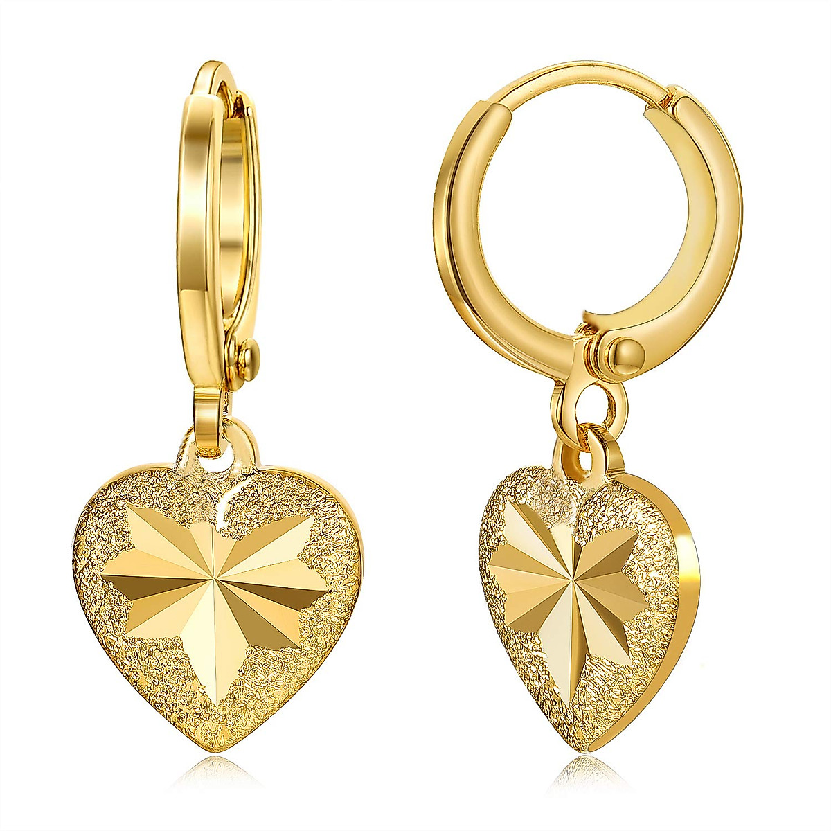 JINEAR Gold Dangle Earrings for Women, 18K Gold Filled Dainty Tiny Heart Drop Dangle Earrings Cute Small Huggie Hoop Earrings Fashion Jewelry Gifts