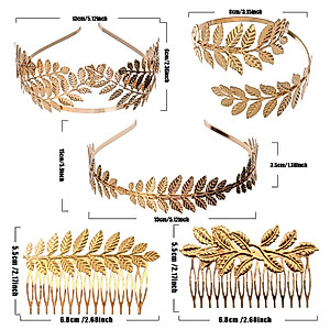 YallFF Greek Roman Laurel Leaf Bracelet Armband Golden Laurel Leaves Crown Tiara Costume Greek Goddess Headband Hair Comb Bridal Wedding Headpiece Hair Accessories
