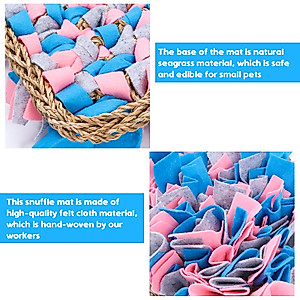 VCZONE 12" x 8" Rabbit Seagrass Snuffle Mat , Pure Hand-woven Felt Cloth Pet Foraging Mat, Enrichment Toy Bed Activity Mat for Rabbits, Bunny, Guinea Pigs, Ferrets, Chinchillas, Small Animals (12*8in)