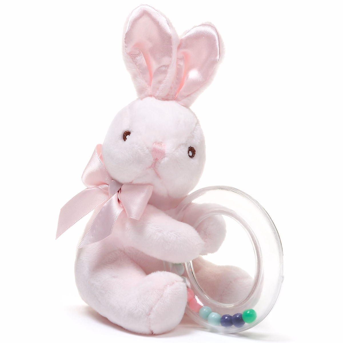 Bearington Baby Lamby Plush Stuffed Animal Cream Lamb Shaker Toy Ring Rattle, 5.5"