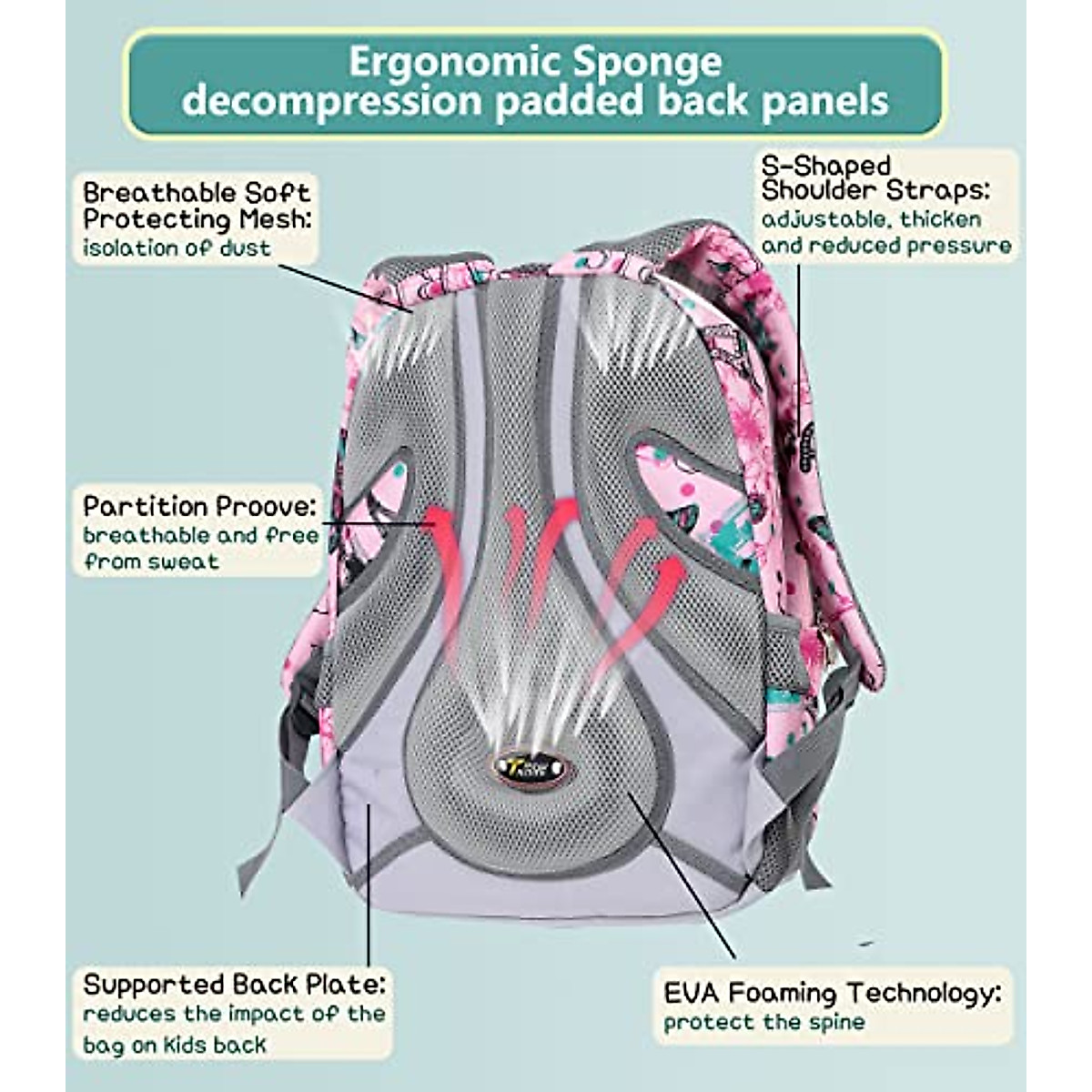 NEW TILAMI Kids Travel School Backpack for Girls,Elementary School Bags for Primary Middle Waterproof Laptop Backpacks for Kids School Bags 16inch 300D High Density Oxford Pink Paris