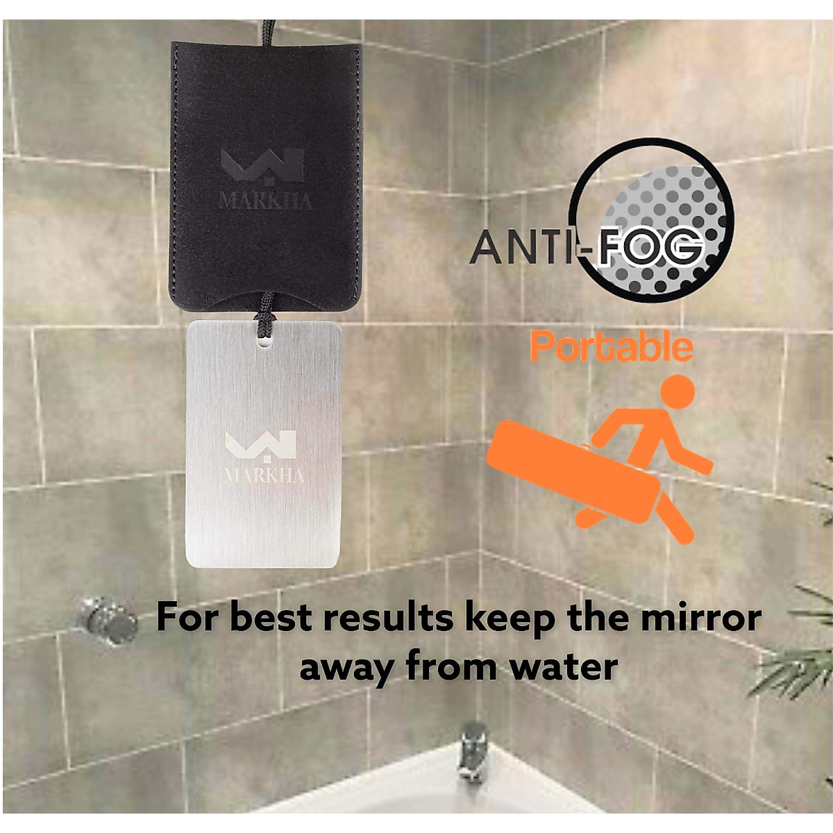 MARKHA Pocket Mirror for Men Women Unbreakable Stainless Steel Portable Mirror (Purse Mirror-(Black))