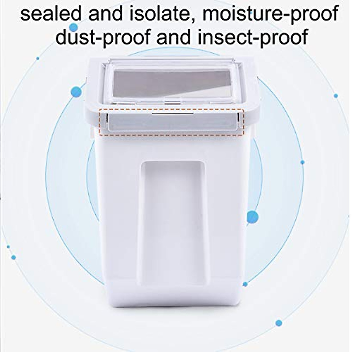 AnRui Dog Food Storage Container Airtight Plastic Rice Holder Dispenser Cereal Grain Organizer Box Pet Dog Cat Food Bin with Locking Lid, Measuring Cup, Scoop & Wheels, Grey, Small