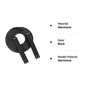 FEECCO 1/2 lb Weighted Jump Rope for Boxing, Cardio, Crossfit Workout, 8~11ft Range Adjustable Length Steel Ropes with Ball Bearings and Metal Handles, Suitable for Men and Women