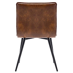 DUHOME PU Leather Dining Chairs Kitchen Chairs Set of 4 Side Chair for Dining Room Living Room Yellowish-Brown